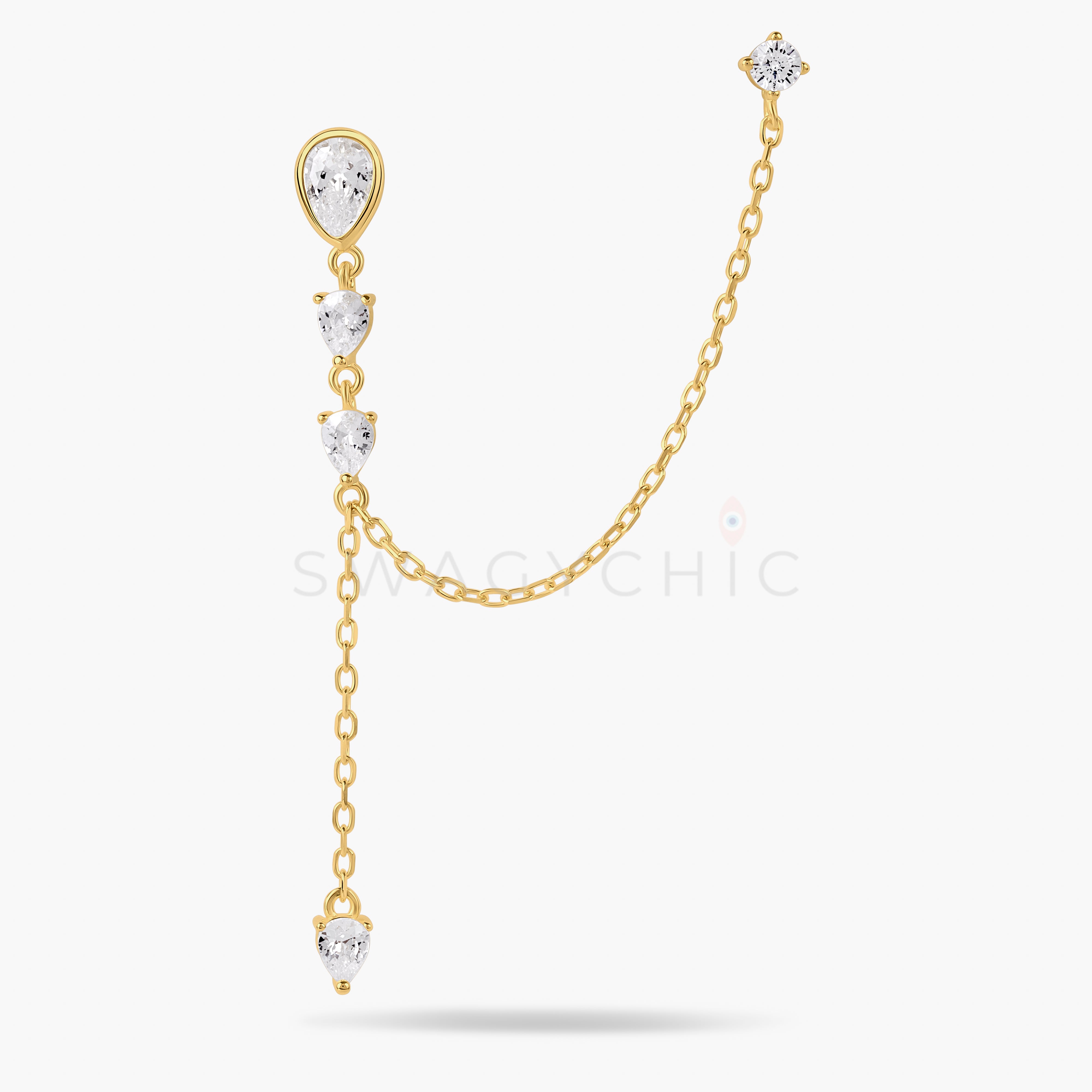 Teardrop Bezel Double Piercing | Swagychic